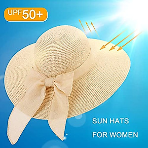 Sun Hats for Women - Women's Lightweight Foldable Beach Sun Hat with Wide Brim-UPF 50 UV Protection Floppy Sun hat Beige