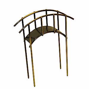 G & F Products MiniGardenn 10030 Fairy Garden Miniature Mini Bridge, Rustic, 4" L x 1.25" W x 2.5" H with 2" Picks