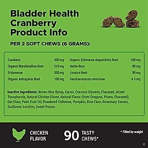 Pet Honesty Bladder Health Cranberry Supplement for Dogs – Kidney Support for Dogs, Dog UTI - Cranberry & D-Mannose to Help Support Dog Urinary Tract Health, Dog Urine & Dog Bladder Support (Chicken)