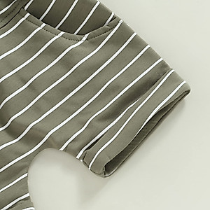 allshope Toddler Baby Boys Summer Outfits Stripes Short Sleeve Hooded Sweatshirt and Casual Elastic Drawstring Shorts Clothes Set