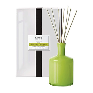 LAFCO New York Signature Reed Diffuser, Rosemary Eucalyptus - 15 oz - Up to 9 Months Fragrance Life - Reusable, Hand Blown Glass Vessel - Natural Wood Reeds - Made in The USA