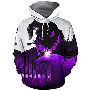 mlsjdger Unisex Nightmare Before Christmas Jack & Sally Novelty Hoodie 3D Print Sweatshirts Hoodie
