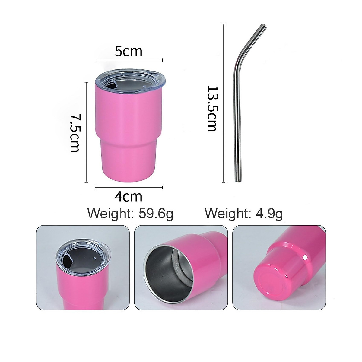 6 ColorsMini Tumbler Shot Glass,Mini Tumbler Shot Glass With Straw,Thermos Travel Coffee Mug,Tumbler Shot Glasses,Travel Mug For Hot And Cold Beverages