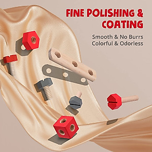 WORKPRO Wooden Building Toy Tools Set, 43 Pcs Building Toy Set Creative&Educational Construction Toy, Great Gift for Toddlers 3+