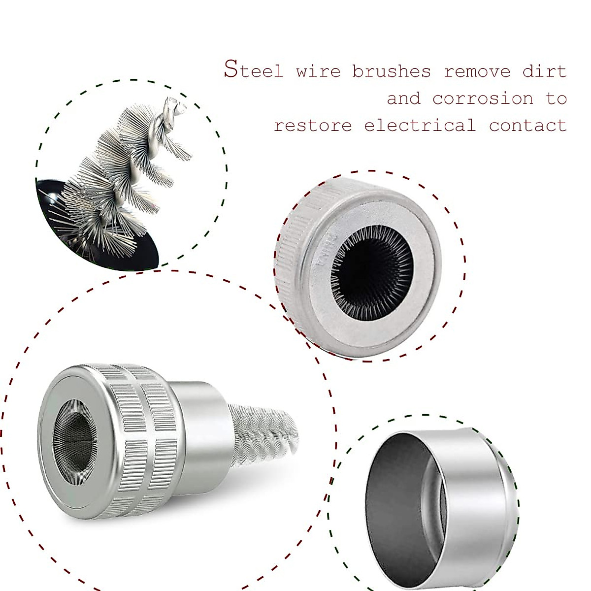 HAOBO 2PCS Battery Terminal Cleaners, 10 pcs Battery Terminal Anti-Corrosion Fiber Washers, Battery Terminal Brush Universal Automotive Accessories Fits for Car, Marine, Boat, RV Battery