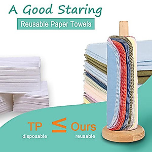 Liengoron 72PCS Reusable Paper Towels Washable Roll with 1PCS Paper Towel Holder Reusable Cloth Paper Towels Washable Absorbent Reusable Paper Towel Replacement Cloth