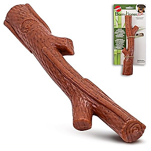 SPOT Bam-bones PLUS Branch -Bamboo Fiber & Nylon, Durable Long Lasting Dog Chew for Aggressive Chewers – Great Toy for Adult Dogs & Teething Puppies under 90lbs, Non-Splintering, 9.5in, Beef Flavor