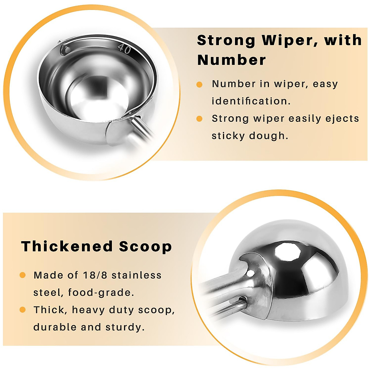 Fayomir Cookie Scoop Set - Small/1 Tablespoon, Medium/2 Tablespoon, Large/3 Tablespoon - Ice Cream Scoop Set, 18/8 Stainless Steel Dough Scoop Cupcake Scoop Melon Baller