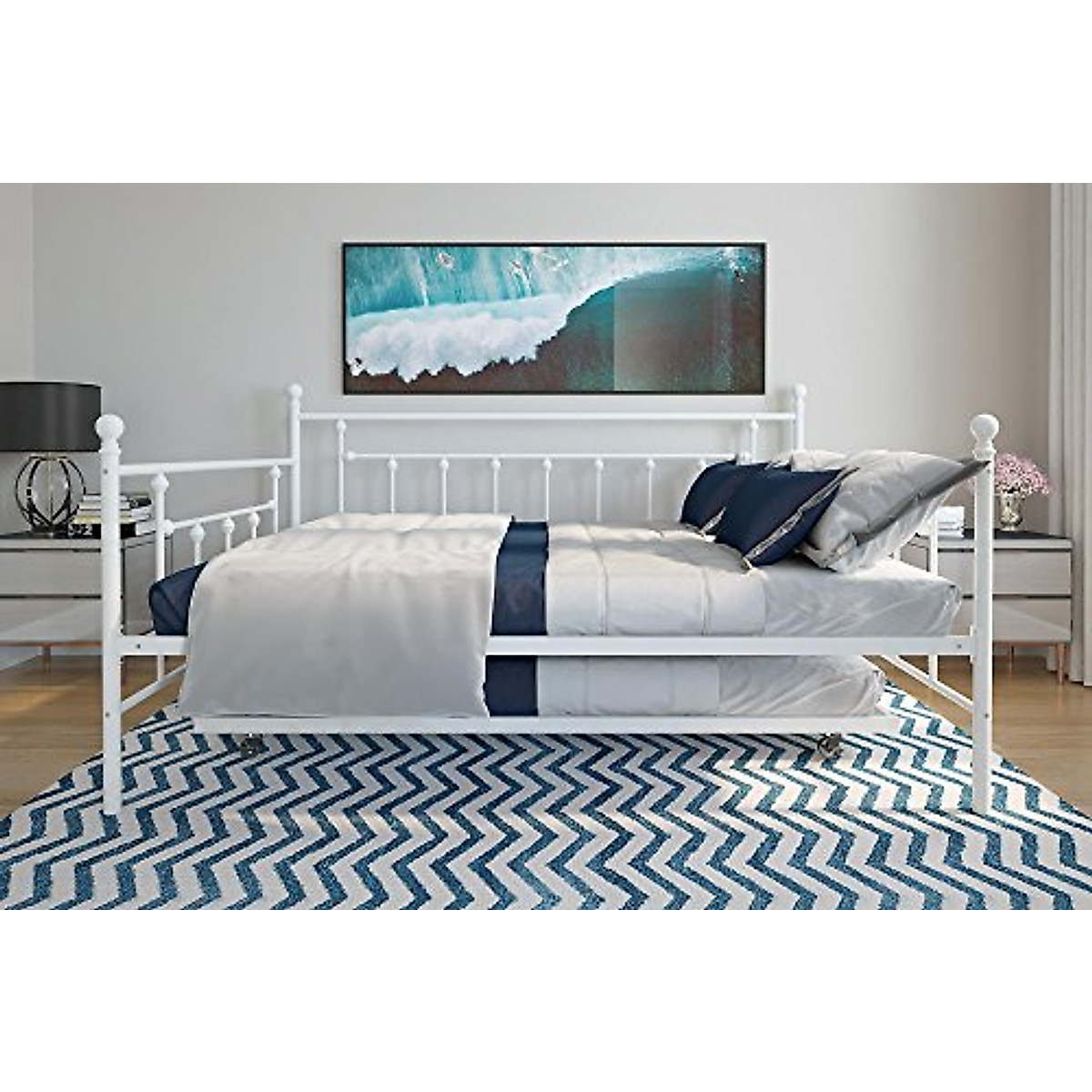 DHP Manila Metal Full Size Daybed and Twin Size Trundle (White)