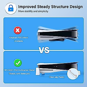 DEVASO PS5 Horizontal Stand, PS5 Accessories Horizontal Stand, Compatible with Playstation 5 Console(for Disc)