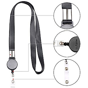 Lanyard with ID Holder (2 Pack) 20 inch Flat Polyester ID Lanyard with Retractable Badge Reel and Vertical Name Badge Holder for Offices ID, School ID, Driver Licence (2)