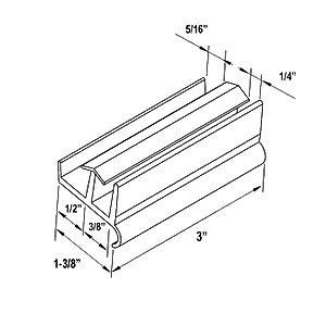 Gordon Glass® Gray Sliding Shower Door Bottom Guide 1-3/8" Wide x 3" Long