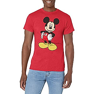 Disney mens Classic Mickey Mouse Full Size Graphic Short Sleeve T-shirt T Shirt, Red Heather, Small US