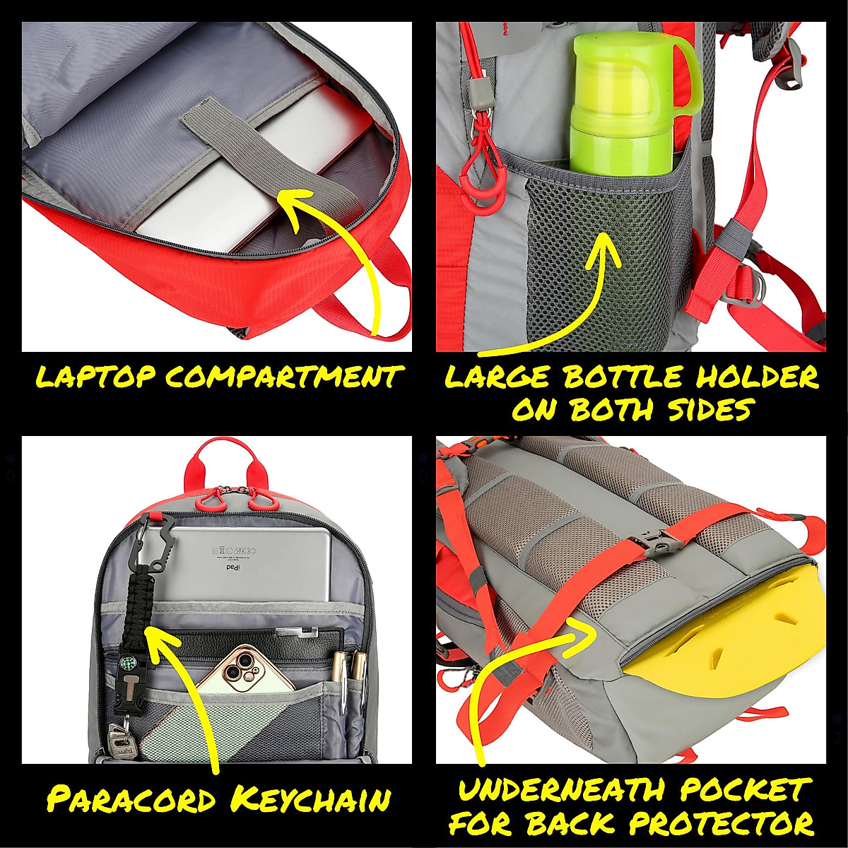 riderbag Reflective Motorcycle Backpack 35L, Lightweight Water-Resistant Daypack with Laptop Pocket for Commuting, Biking, and Daily Use – Red