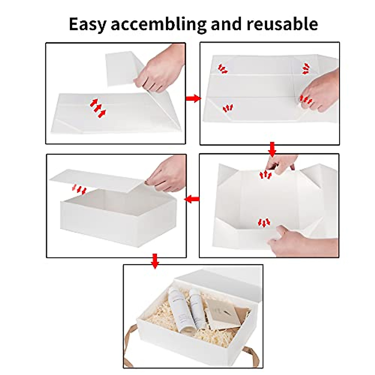 LIFELUM White Gift Box with Lid 8 x 7 x 3 inch Magnetic Gift Box Sturdy Gift Box Bridesmaid Proposal Gift Box for Valentine's Wedding Christmas Birthdays Gift Packging (1 Pcs)