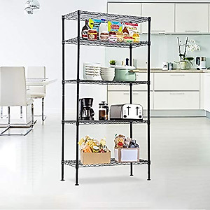 Dkelincs 5-Tier Wire Shelving Metal Utility Steel Storage Shelves for Garage Kitchen Living Room 24" L X 14" W X 60" H Shelf Unit Organizer Rack, Black
