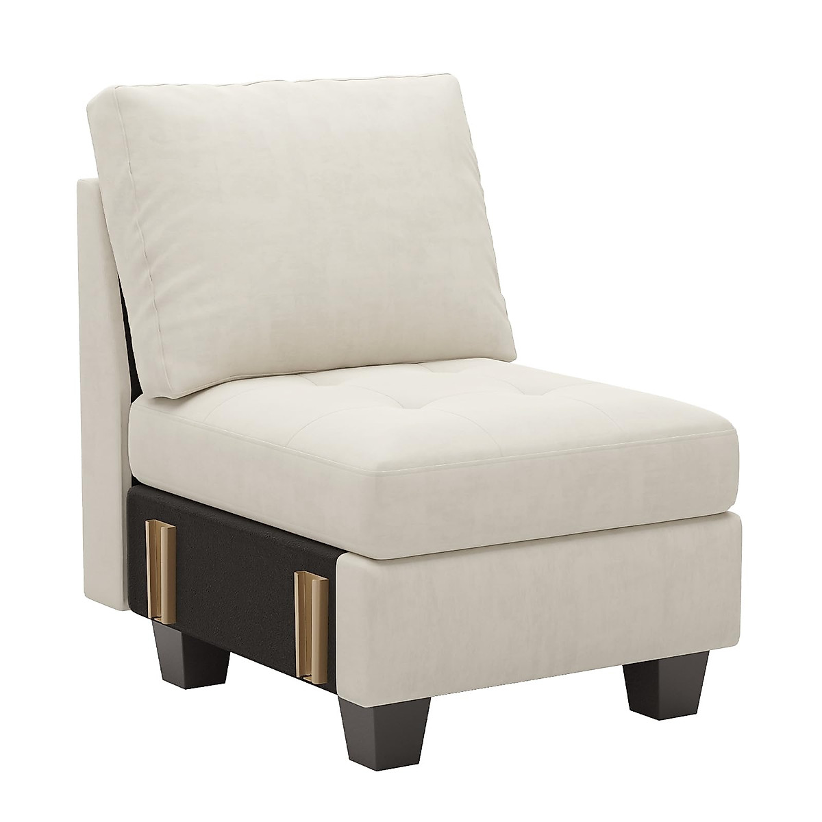 Belffin Velvet Single Seat Module for Modular Sectional Sofa Couch Accent Armless Sofa Couch Chair Modern Fabric Beige