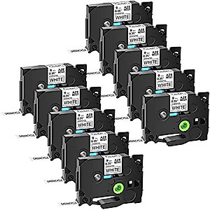 GREENCYCLE Compatible for Brother P-touch TZe-221 TZe221 TZ221 TZ-221 AZE Tape 9mm 0.35 Inch 3/8" Black on White Laminated Label Tape for PTD210 PT-H100 PTH110 PT-D400AD PTD600 PT-1290, 10 Pack