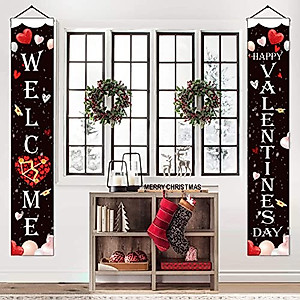 DmHirmg Valentine's Day Porch Banner,Hanging Porch Sign, Hanging Decorations for Home Outdoor Decor (Black)