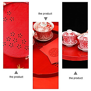 Amosfun Wedding Tray Red Tea Tray Wooden Tea Set Tray Chinese Wedding Tray Wedding Accessory Traditional Wooden Coffee Table Tray for Home Decoration Wedding Centrepieces (Red)