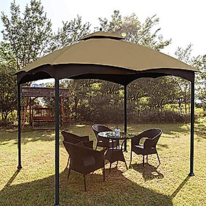 CoastShade Patio 10X12 Replacement Canopy Roof for Lowe's Allen Roth 10X12 Gazebo Backyard Double Top Gazebo (Khaki