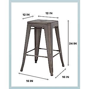 FDW 24 Inch Metal Stools Bar Stools Set Height Stackable Barstools Indoor Outdoor Dining Backless Kitchen Bar Stools Set of 4