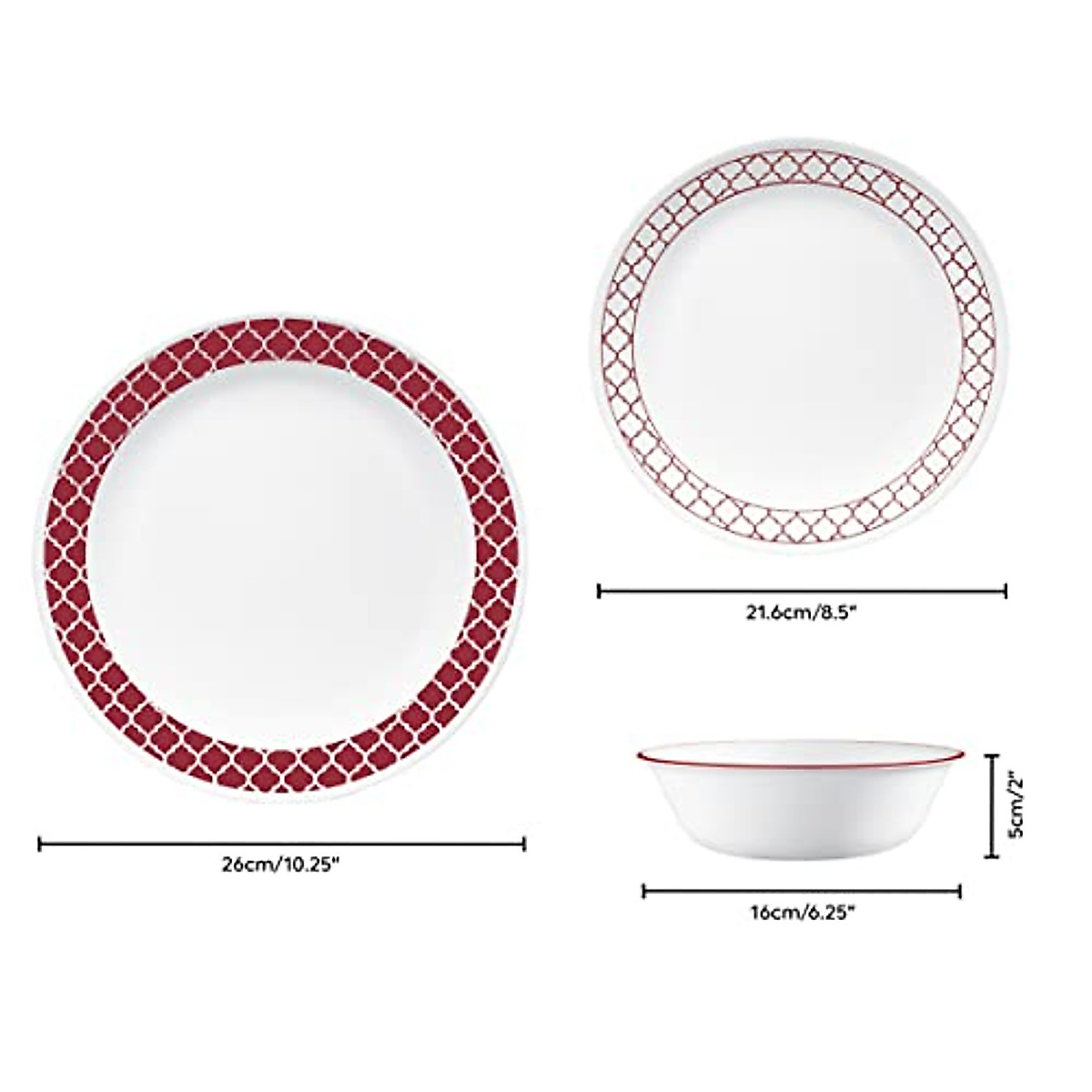 Corelle Dinnerware Set (12pc Set, Crimson Trellis)