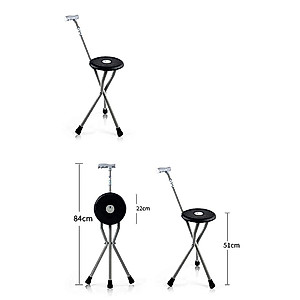 Cane Stool,Foldable Walking Sticks Stool,Walking with Seat Aluminum Alloy Crutch Chair Tripod Walking Stool Old Man Lightweight Folding Non-Slip Walki