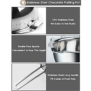 1000ML/1QT Double Boiler Chocolate Melting Pot with 2.3 QT 304 Stainless Steel Pot, Chocolate Melting Pot with Silicone Spatula for Melting Chocolate, Candy, Candle, Soap, Wax