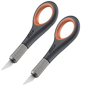 Slice Precision Knife | Finger Grip for Precision and Control | Safe Ceramic Blade Lasting 11x Longer than Metal | 2 Pack