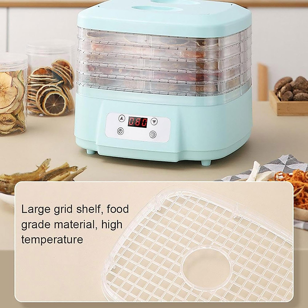 Food Dehydrator Machine for Home, Dryer Machine for Jerky, Candy and Snacks with 6 Trays, 360° Airflow Food Dehydrator Machine for Beef, Fruits, Meats and Vegetables