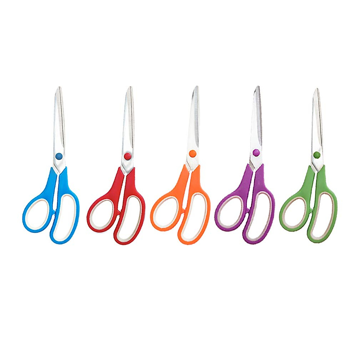 Multipurpose Scissors ,Stainless Steel Comfort Grip Handles，Sturdy Sharp Scissors for Office Home School Sewing Fabric Craft Supplies,Pack of 5，Right/Left Handed