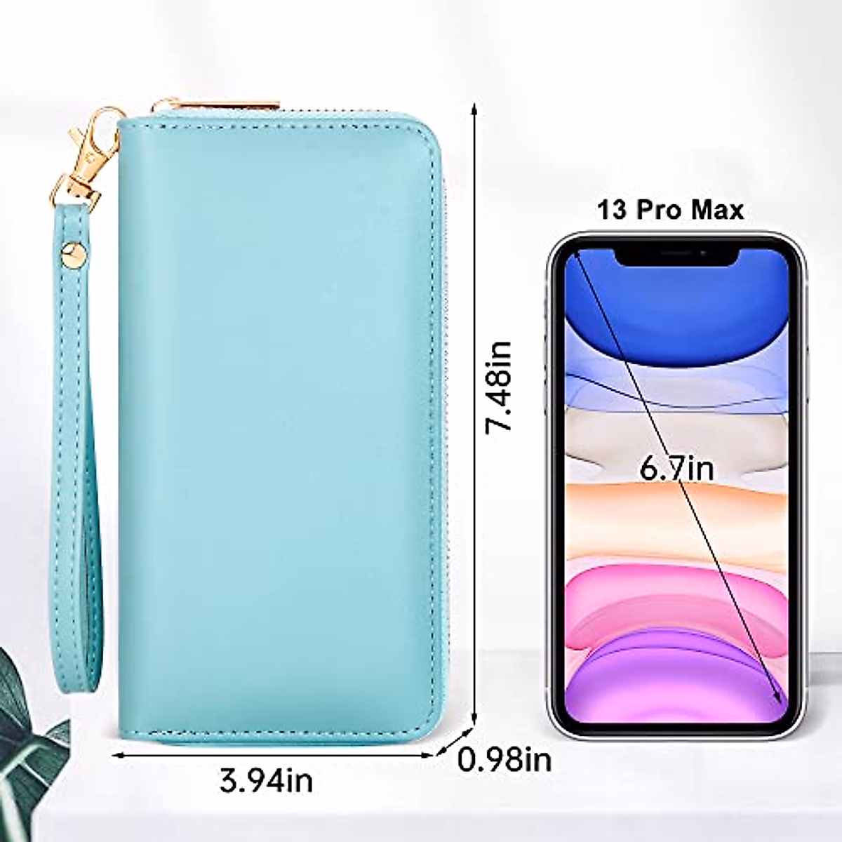 KUKOO Women’s Zip Around Wallet Phone Clutch Purse Card Holder Organizer Wristlet