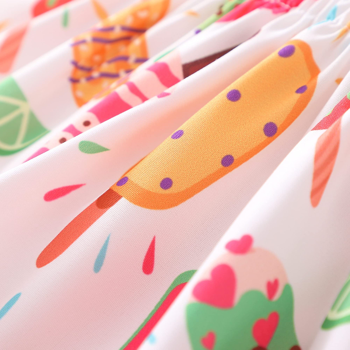 Girls Ice Cream Dress Sleeveless Toddler Summer Outfit Beach Tiered Smocked Sundress Kids Ruffle Dresses 6-7 Years