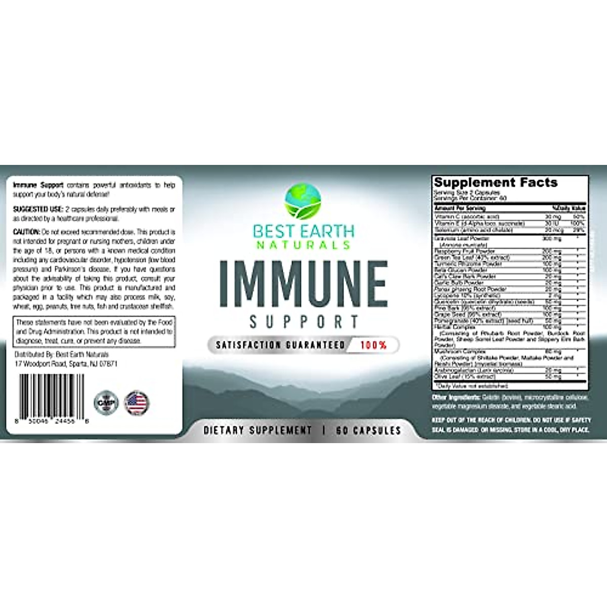 Best Earth Naturals Immune Support- Vitamin Herbal Complex for Immune System Support & Immunity Booster - 60 Count