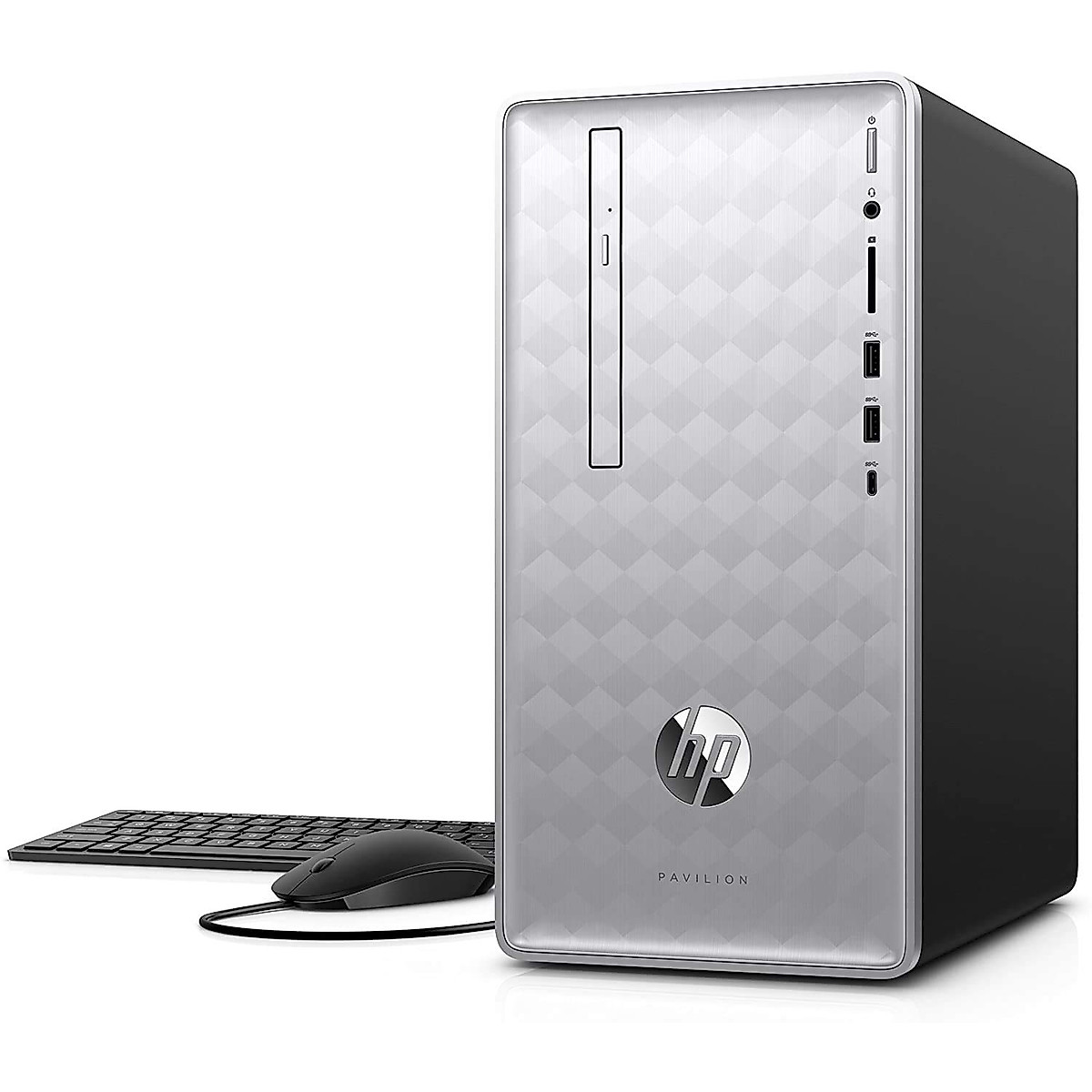 HP Pavilion Desktop Computer, Intel Core i3-8100, 8GB RAM, 1TB hard drive, Windows 10 (590-p0030, Silver) (Renewed)