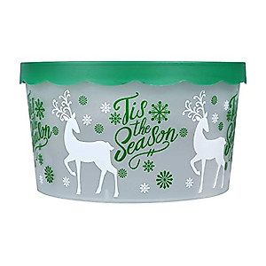 Christmas Food Containers with Lids For Holiday Baked Goods, Food Gifts, Treats, Candy - Plastic - Large Approx 4x8 Inches - Set of 3