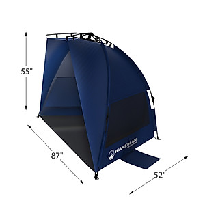 Pop Up Beach Tent – Water and Wind Resistant Sun Shelter for Shade with UV Protection, Instant Set Up, and Carry Bag by Wakeman (Navy)