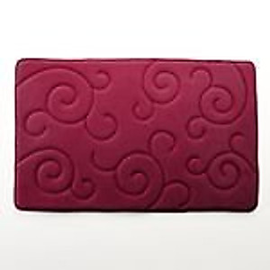 Scarlet Red Memory Foam Bath Mat: Spa Retreat Scroll Design 17" X 24", Non-skid