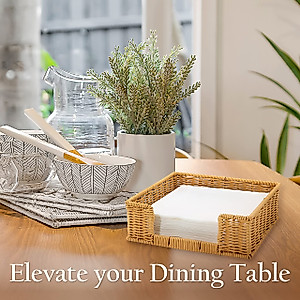 WeeNest Paper Napkin Holder, Dinner Napkin Holder, Rustic Napkin Holder, Upright Napkin Holder, Napkin Holder Stand, Flat Napkin Holder, Resin Wicker Light Brown