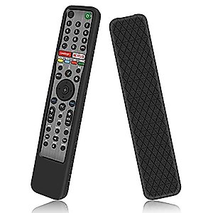 Protective Case for Sony RMF-TX600U RMF-TX500U RMF-TX500E RMF-TX621U RMF-TX600E Smart TV Remote Silicone Battery Back Cover Holder Shockproof Anti-Slip Covers for Sony Voice Remote Control (Black)