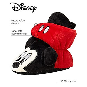 Disney Baby Boys' Mickey Mouse Booties - Soft Fleece Slipper Socks (Newborn/Infant), Size 12-18 Months, Mickey