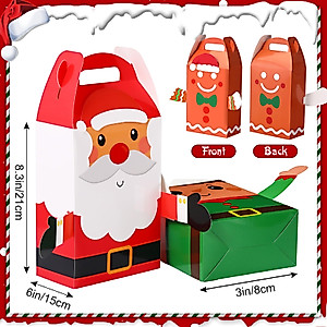 Harloon Christmas Gift Boxes Kid Bulk Xmas Nutcracker Santa Snowman Reindeer Elf 3D Cardboard with Handle Party Presents Cute Empty Packaging Supplies,12 x 6 x 3.1 Inch(24 Pcs)