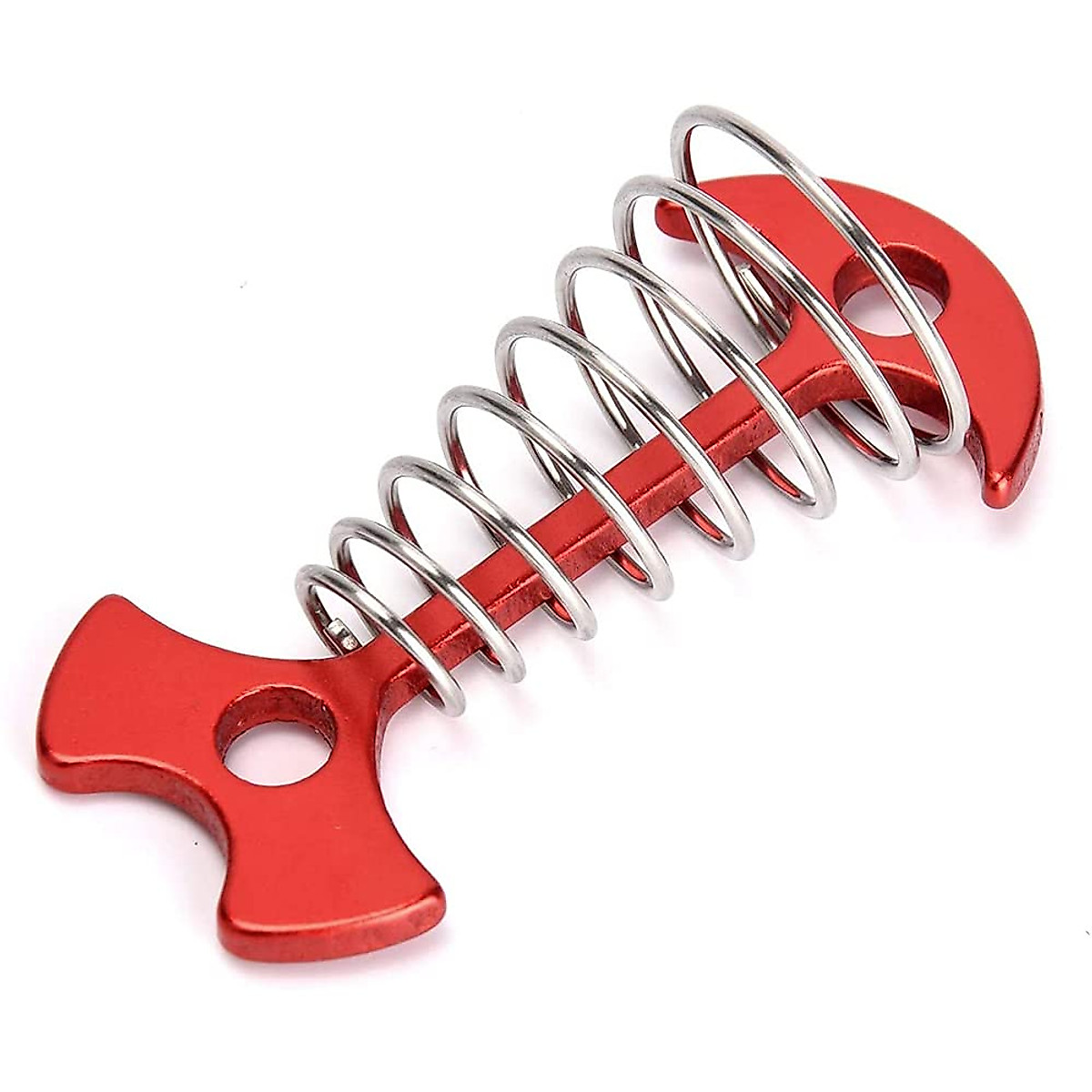 Alnicov 10Pcs Deck Plank Board Tent Stakes,Fishbone Deck Anchor Pegs with Spring Buckle for Outdoor Camping Hiking,Red