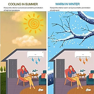 Magnetic Thermal Insulated Door Curtain for Double Doors 70x185cm, Door Soundproofing for Stores Porch Balcony Garage, Heat Protection Door Screen with Waterproof Cotton Curtain, Grey