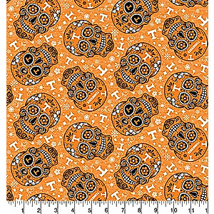 University of Tennessee Cotton Fabric Sugar Skull Design-Newest Pattern-Tennessee VOLUNTEEERS Cotton Fabric