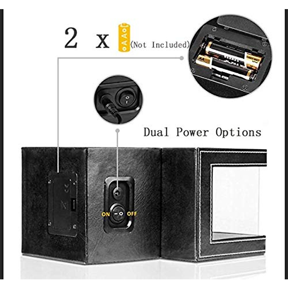 Aokelily Automatic Single Watch Winder, in Wood Shell and Black Leather/Carbon Fiber Leather, Japanese Motor