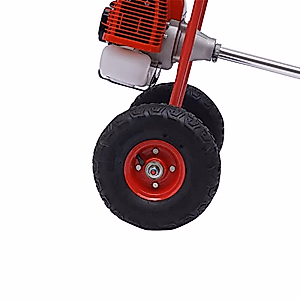 Gas Power Hand Held Walk Behind Sweeper,1.7HP 43CC 2 Stroke Park Garden Cleanning Sweeper Machine Set for Sidewalk Grass Snow Cleaning Lawn