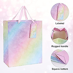 Large Gift Bags with Handles - 4 Packs 10" X 5" X 12" Paper Glitter Colorful Paper Bags with Tissue Paper for Birthdays, Weddings, Anniversaries, Mother's Day, Parties, Baby Shower Goodie Bags¡­