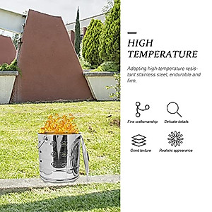 GANAZONO Stainless Steel Burning Bucket Metal Fireplace Ash Bucket Paper Money Burn Barrels for Home Yard Garden Silver